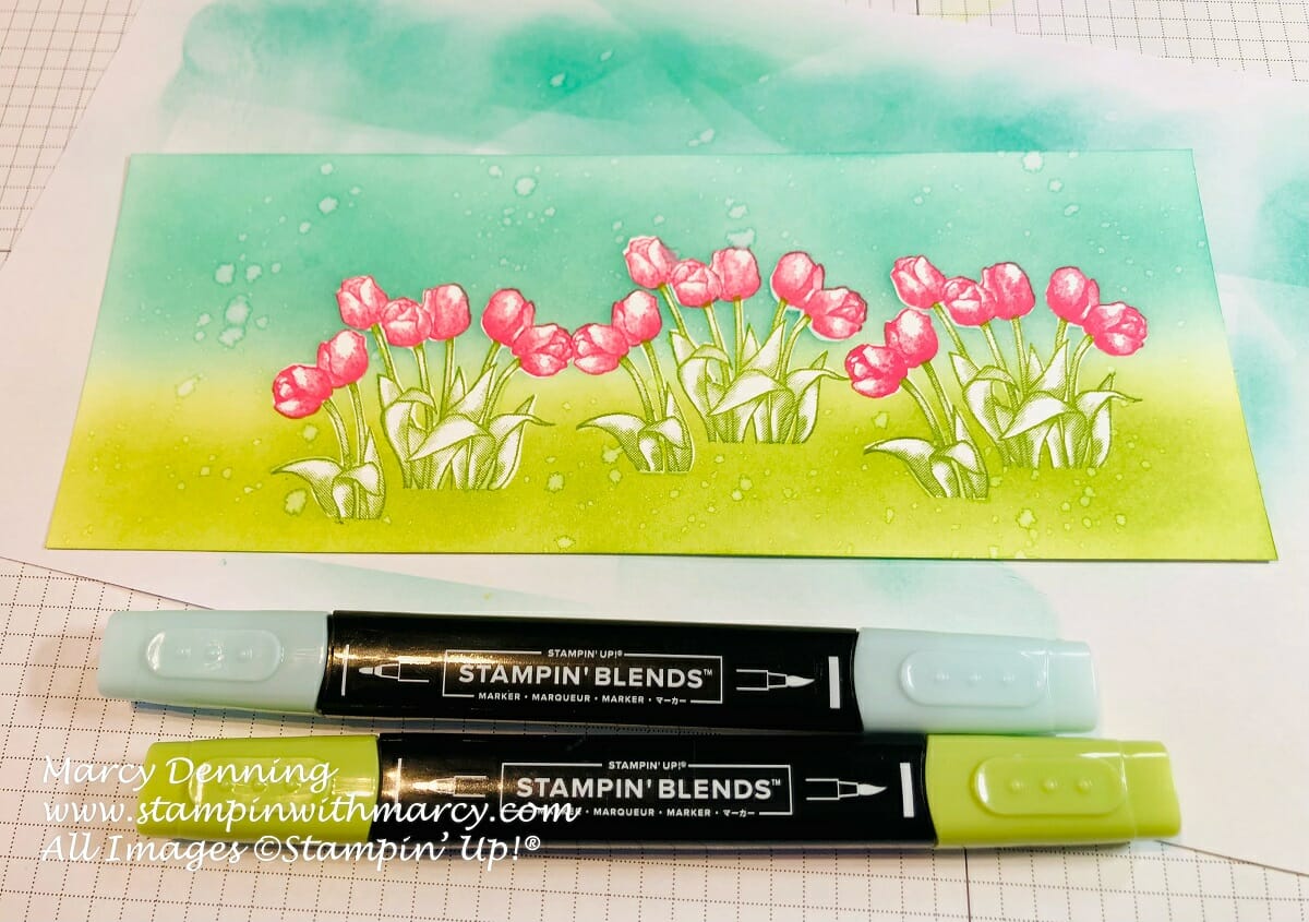Flowering Rain Boots – Masking And Ink Blending Slimline Card
